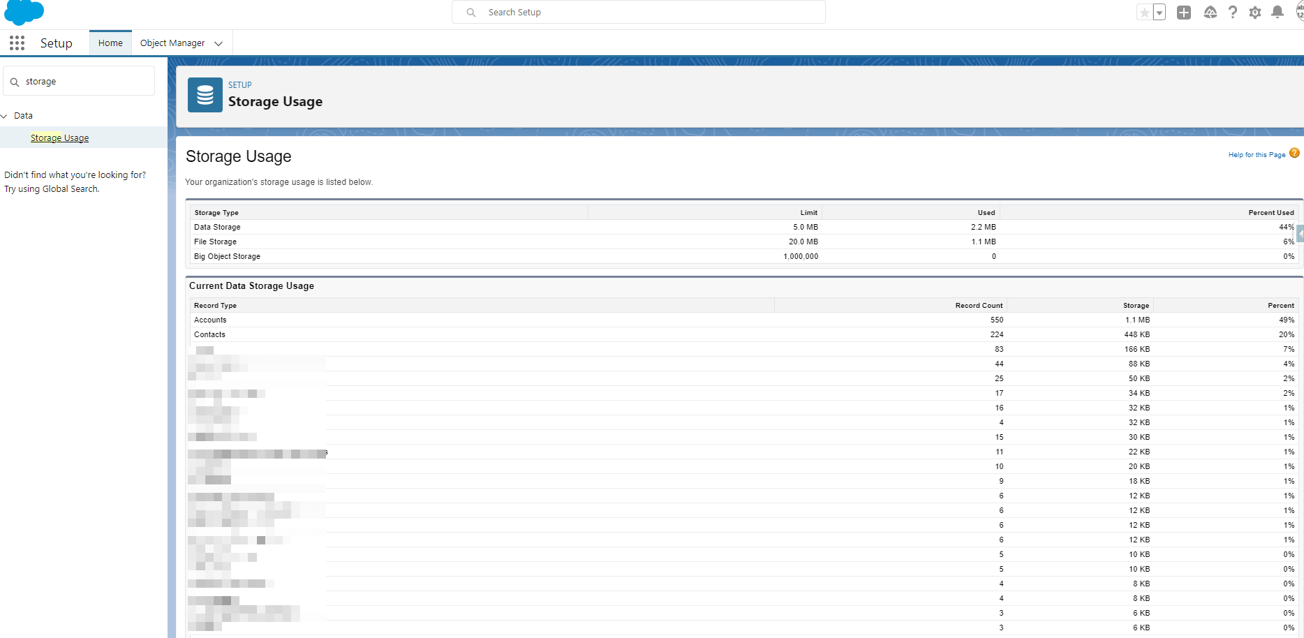 Salesforce View Storage Usage 6841